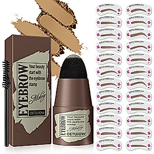 Eyebrow Stamp Stencil Kit - 1 Step Eye Brow Makeup Brow Stamp Shaping Kit with 24 Reusable Eyebrow Stencils, Long-Lasting Waterproof Trio Kit for Perfect Natural Brow (Blonde)