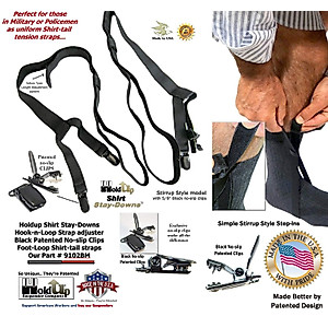 Hold-Ups Stay-downs Dress Shirt Stays Y-Style Metal with USA Patented No-slip Clips