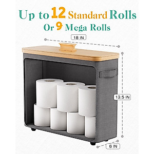 Bulado Toilet Paper Storage Stand, Toilet Paper Basket with Lid for 12-Roll Standard Extra Toilet Paper Holder, Wood Toilet Paper Organizer for Bathroom with Footbase The Ultimate Bathroom Organizer