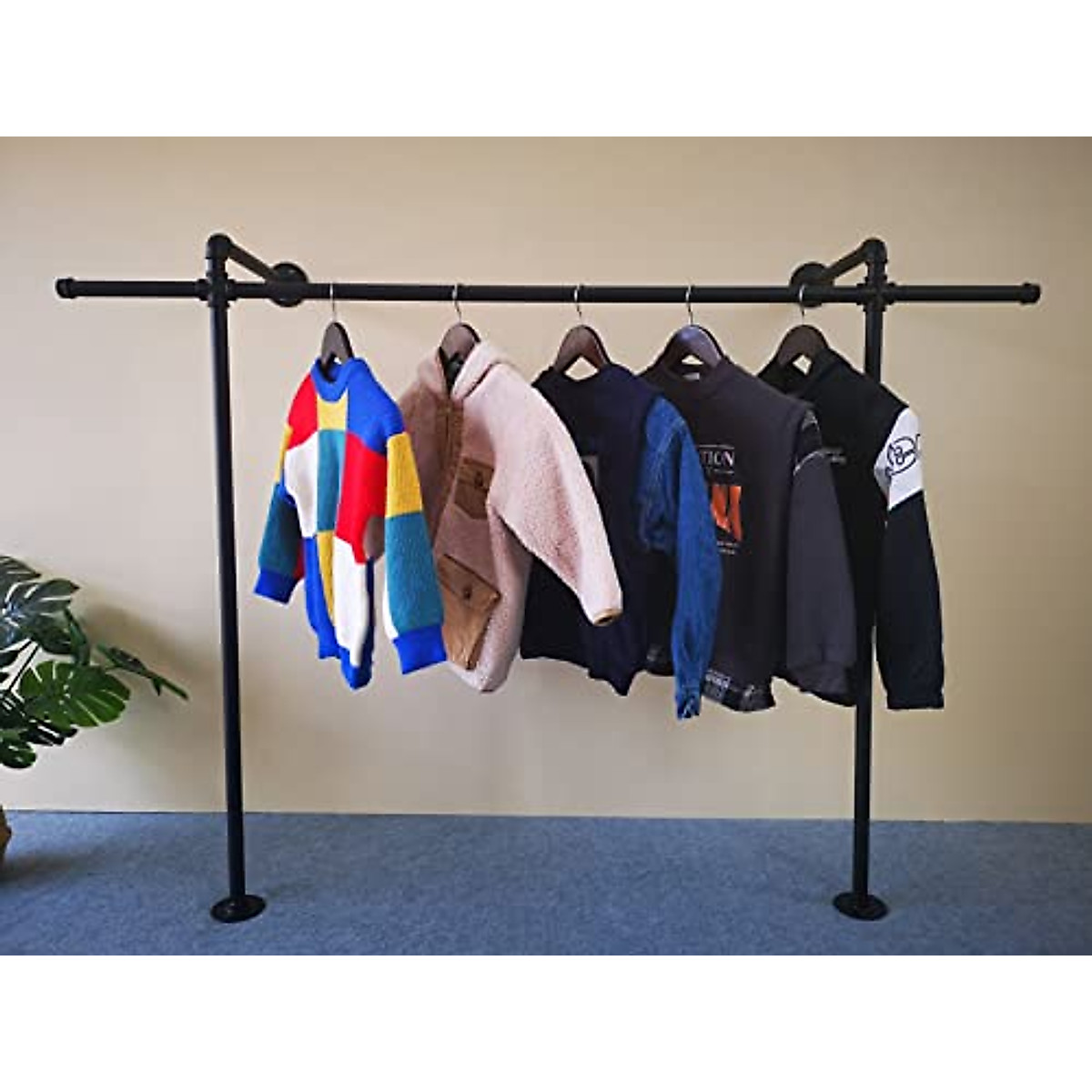 Anynice Industrial Pipe Clothing Rack,Industrial Clothing Rack, Clothing Rods for Hanging Clothes,Clothes Rack,Wall Mounted Garment Rack (58.7" W x 14.4" D x43.3 H, ANY-BF11)