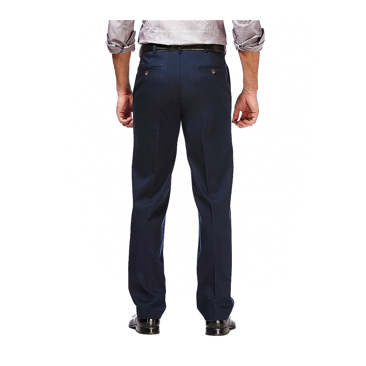 Haggar Men's Premium No Iron Khaki Classic Fit Pleat Front Casual Pant (Regular and Big & Tall Sizes), Dark Navy, 36W x 30L