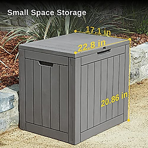 EAST OAK Deck Box, 31 Gallon Indoor and Outdoor Storage Box with Padlock for Patio Cushions, Outdoor Toys, Gardening Tools, Sports Equipment, Waterproof and UV Resistant Resin, Grey
