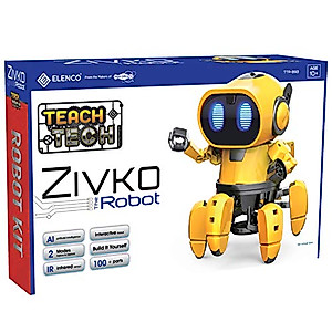 Elenco Teach Tech “Zivko The Robot”, Interactive A/I Capable Robot with Infrared Sensor, STEM Learning Toys for Kids 10+, includes Assembly Parts