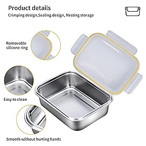 Tikafu 18/8 Stainless Steel Food Containers | Food Preservation Lunch Box | Leak Proof Stackable Light and Easy Storage | Set of 3 (21oz/43oz/76oz) | BPA FREE, B4200