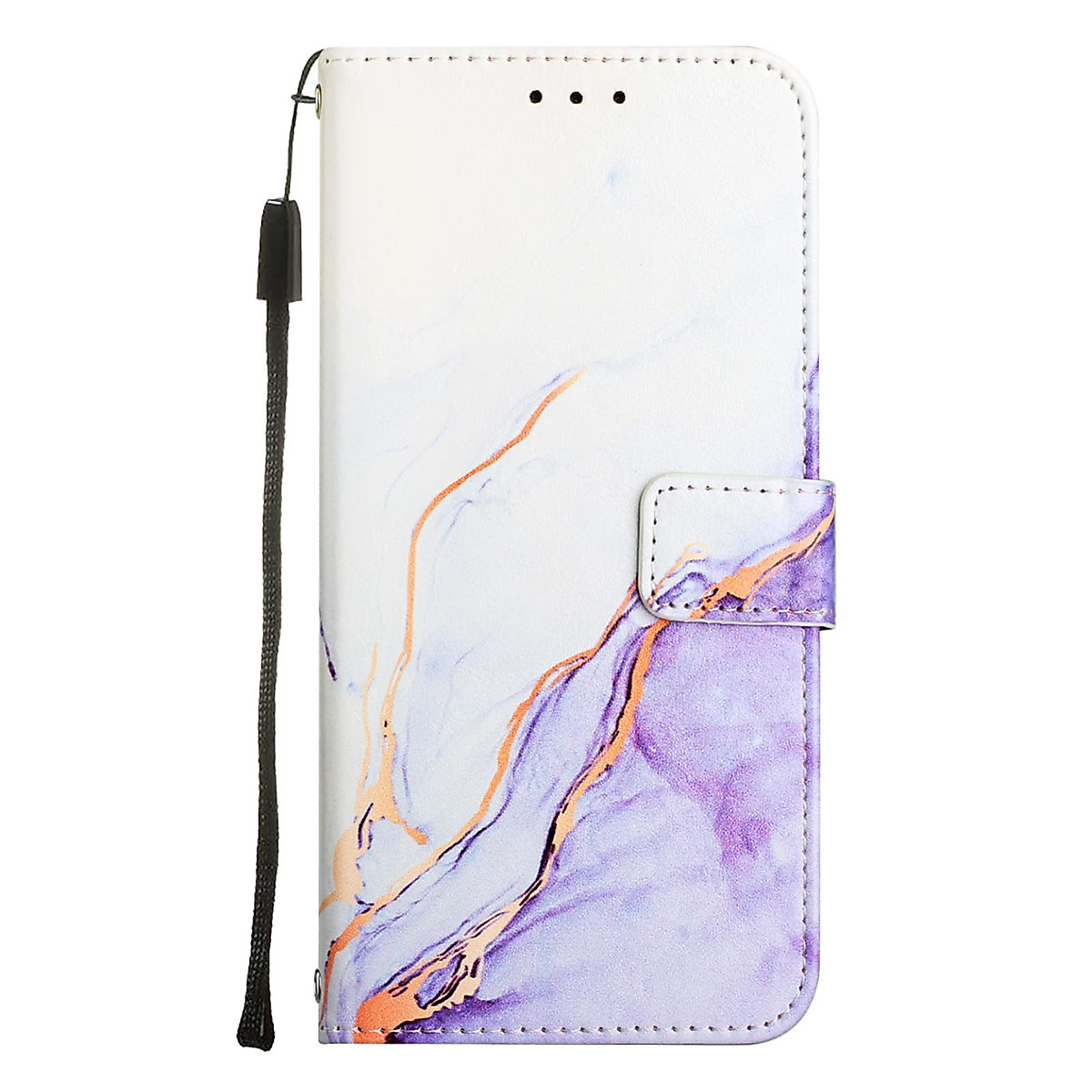 LEMAXELERS Samsung Z Fold 5 Case, Galaxy Z Fold 5 5G for Women Girls Case with Card Holder PU Leather Detachable Wrist Strap Wallet Case for Samsung Galaxy Z Fold 5 5G Marble White Purple