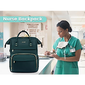 LOVEVOOK College Laptop Backpack, 15.6 Inch Travel Backpack for College, Waterproof Work Backpack Woman for Teacher Nurse Anti-theft Travel Back Pack, Gifts for Women,Dark Green