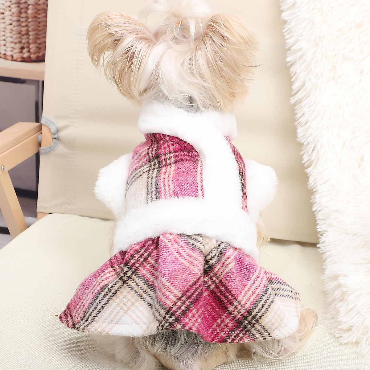 Dog Sweater Christmas Dog Winter Clothes for Small Dogs Boy Girl Dog Dress Warm Fleece Chihuahua Yorkie Teacup Dog Sweaters Dresses Dog Sweater for Small Dogs Girl Cat Sweaters, Rose, XS