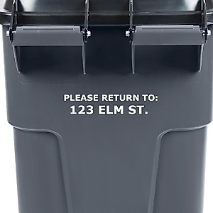 VWAQ Garbage Can Decal Personalized with Street Address & Street Name Return Here Trashcan Decal Custom Design (White)