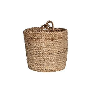 Creative Co-Op Various Round Braided Jute Nesting Handles, Natural, Set of 3 Basket