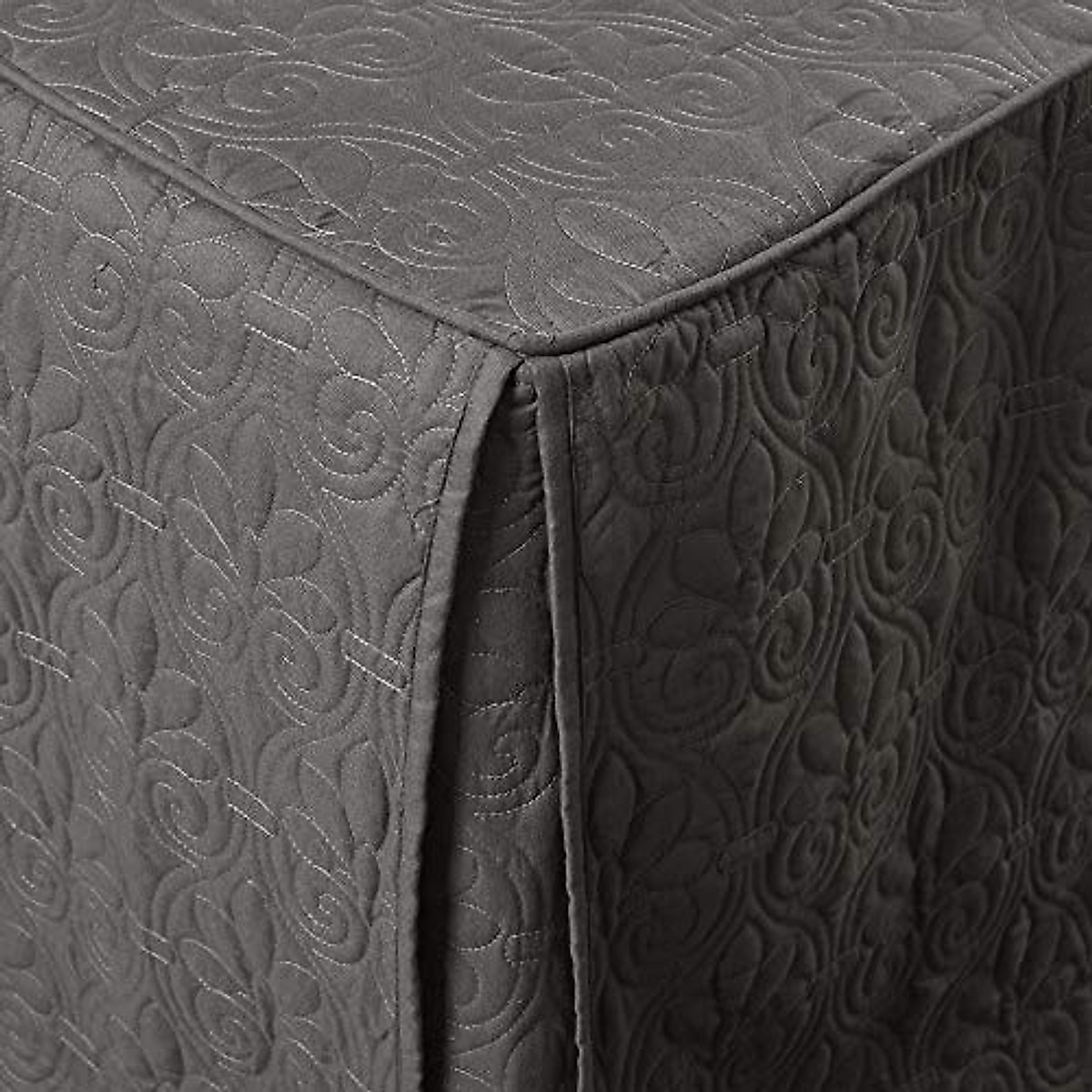 Madison Park Quebec Split Corner Quilted Bedspread Classic Traditional Design All Season, Lightweight, Bedding Set, Matching Shams, King(79" x81+24D), Damask Quilted Dark Grey 3 Piece