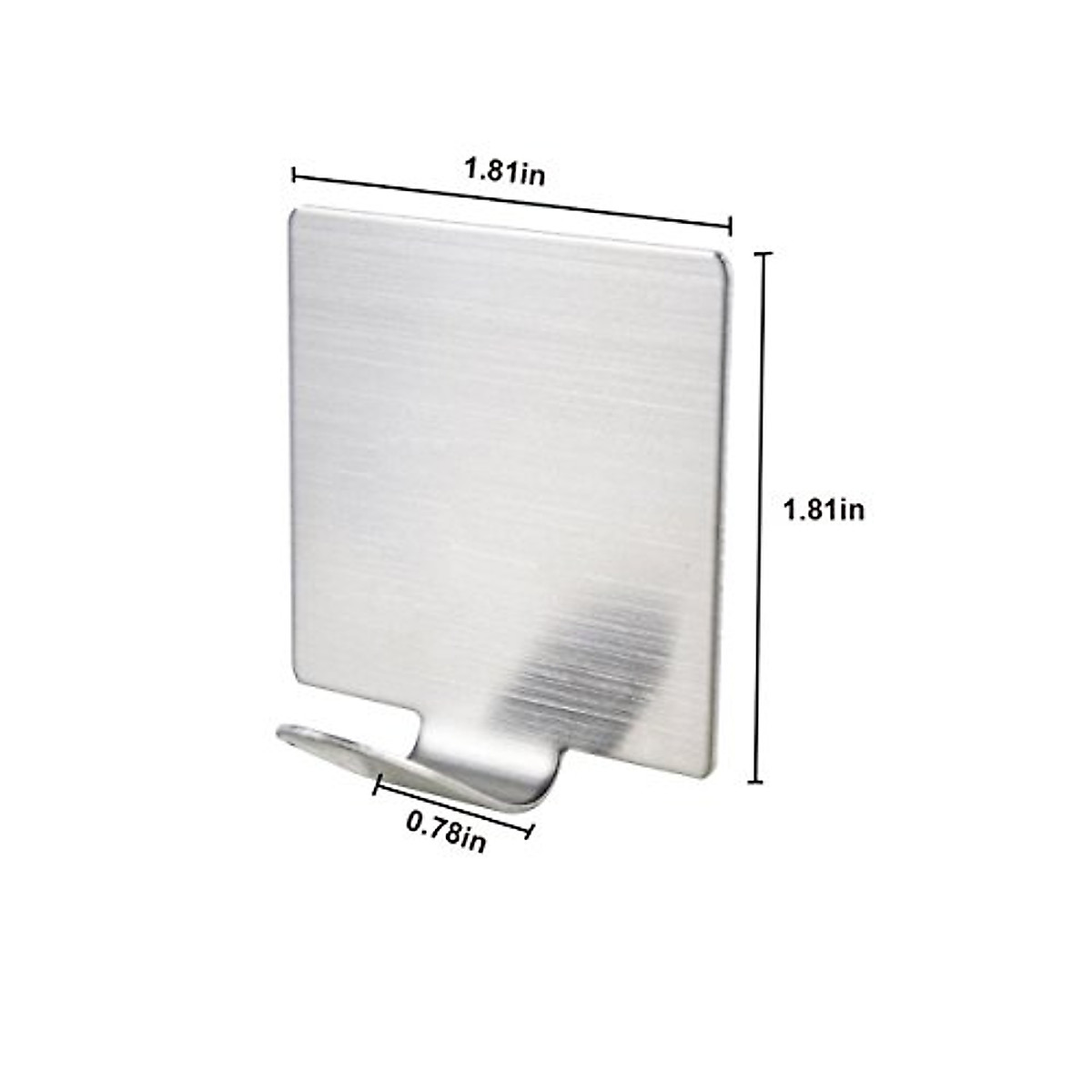 Togu SUS 304 Stainless Steel Self Adhesive Hook Heavy Duty Wall Hooks Nail-Free Waterproof Stick On Bathroom Kitchen Door for Keys Hats Towel Coats, Brushed Finish,4pcs