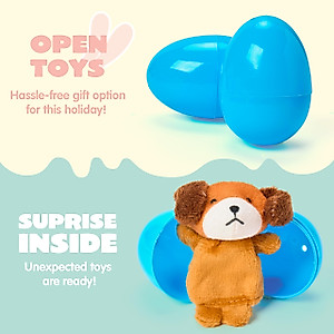 JOYIN 12pcs Prefilled Easter Eggs with Toys, Plastic Eggs with Finger Puppets, Basket Stuffers for Toddlers & Babies, Easter Theme Party Favors