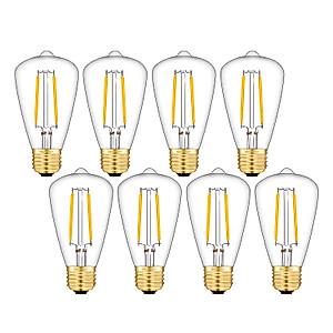 OMAYKEY 2W LED Edison Bulb 25W Equivalent 3000K Soft White 250 LM, E26 Base Antique Edison Style Clear Glass Tiny ST48 Dimmable LED Chandelier Filament Light Bulbs, Pack of 8