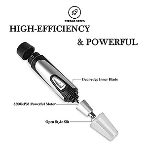 BESTRONG Ear and Nose Hair Trimmer - Painless Eyebrow & Facial Hair Trimmer for Men Women, Professional Water Resistant Nose Hair Remover with Dual Edge Blades, Battery-Operated & LED Light