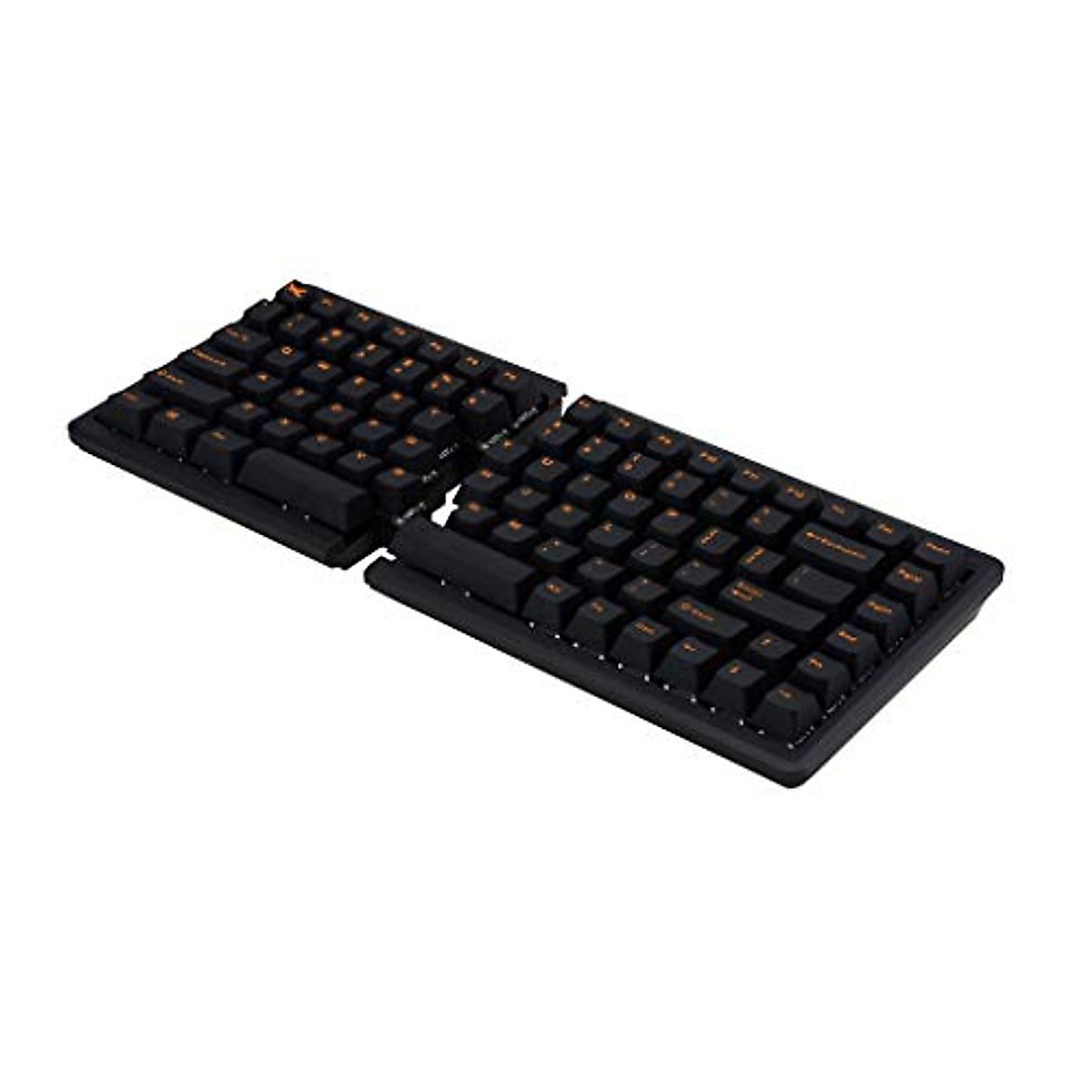 Mistel BAROCCO MD770 TKL Split Mechanical Keyboard with Cherry MX Blue Switch, Ergonomic Keyboard with Orange Letter PBT Double Shot Keycaps for Windows and Mac, Programmable Macro Support, ANSI/US