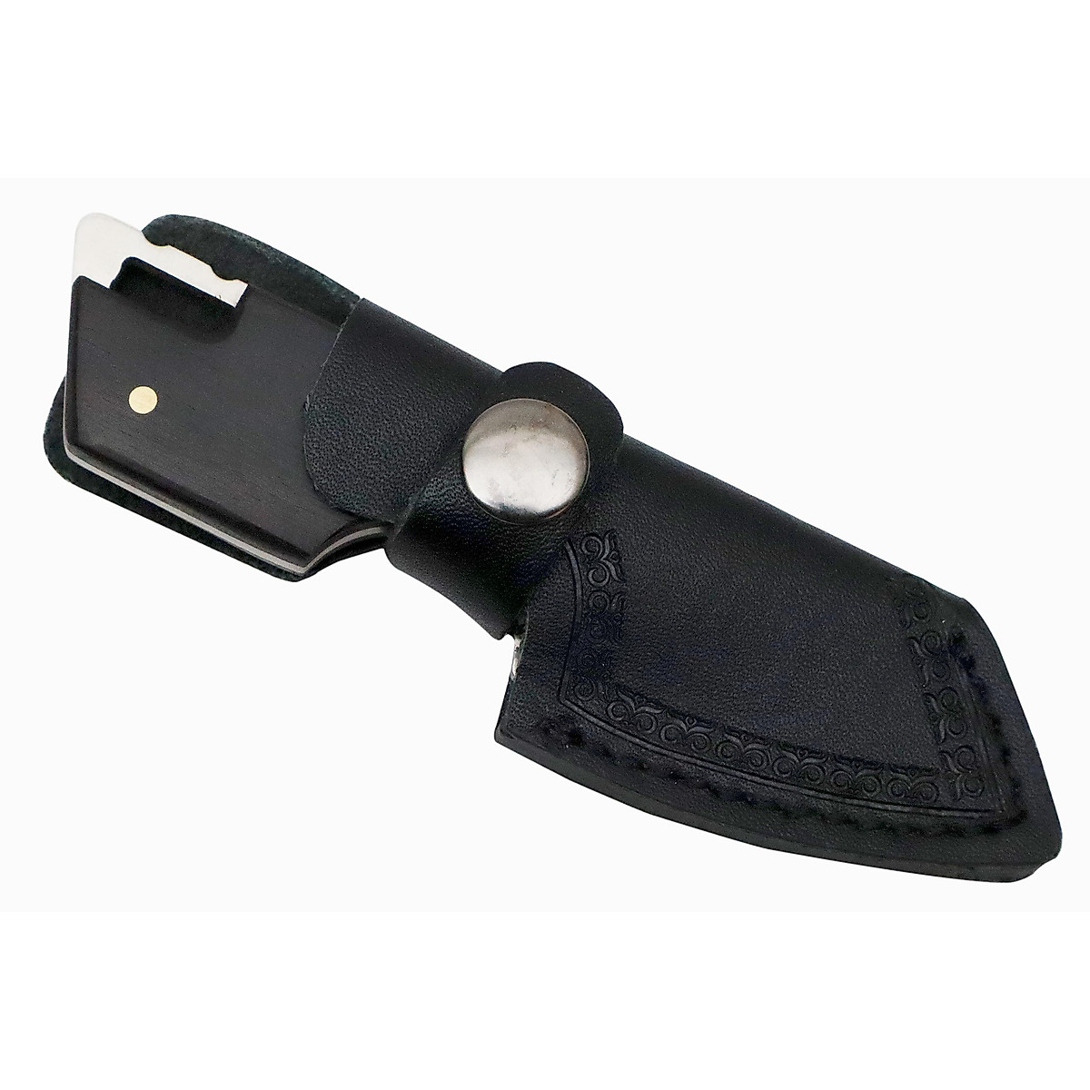 outROAR Gear Stubby Fixed Blade Knife Full Tang with Belt Loop Sheath, Heavy-Duty Tactical, Survival, Camping, Fishing, and Hunting Pocketknife, 2” Length, Wood Grip