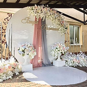 7.2ft Pure White Round Backdrop Cover for 7ft /7.2ft Circle Stand, Wrinkle Free Stretchy Circle Arch Round Backdrop Cover for Party Wedding Birthday Baby Shower Photography