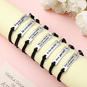 Nosiny Inspirational Gifts for Women Men with Gift Cards Envelopes Engraved Inspirational Bracelets Encouragement Jewelry Bracelets for Teen Friendsgiving(24 Pack)