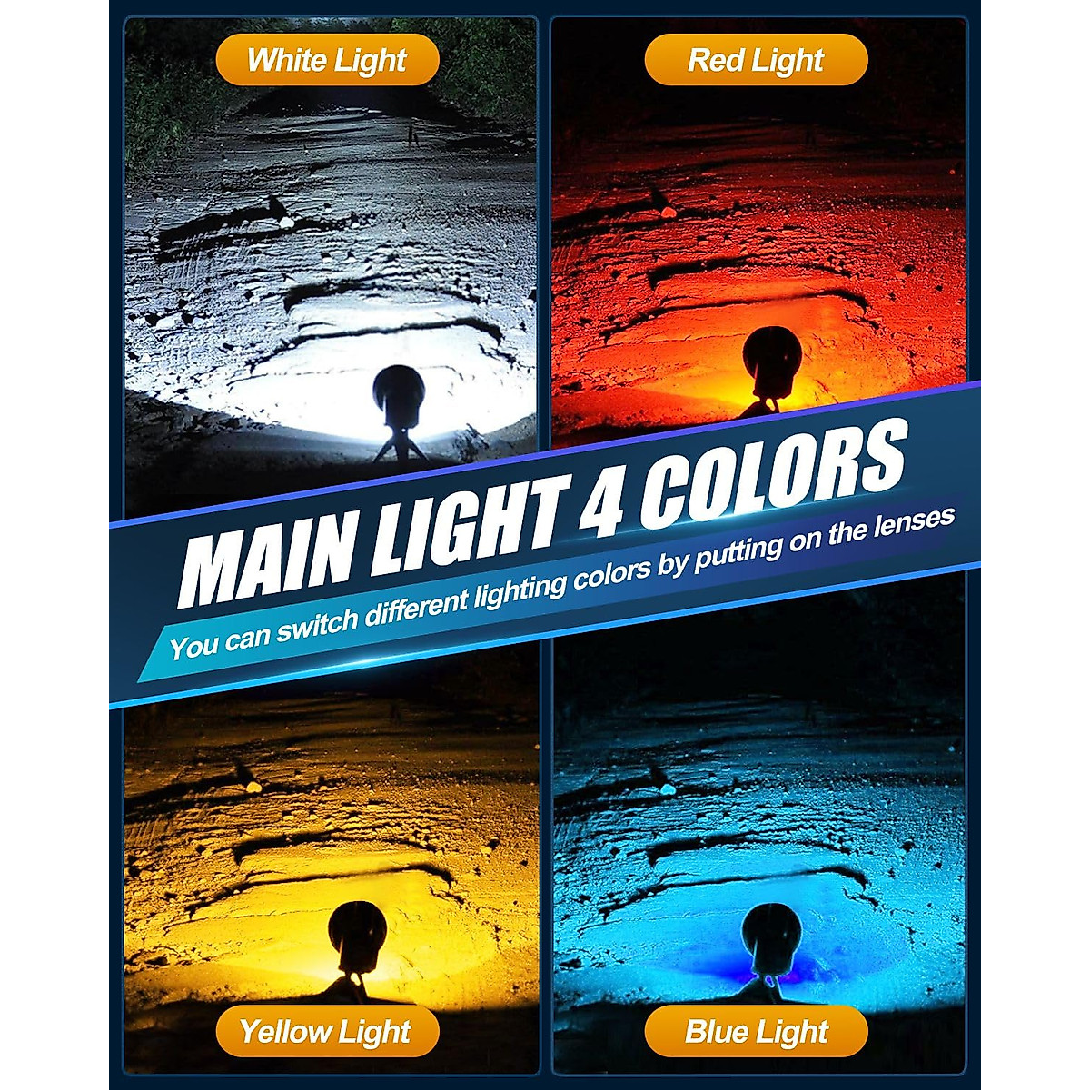 Victoper Spotlight, 200000 Lumens Bright High Lumen Solar Handheld Spot Light, 12000 mAh Rechargeable LED Spotlight Flashlight, 3+3 Modes 4 Colors Waterproof Spotlight for Camping, Boating, Hunting