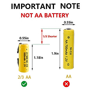 Odstore AA Ni-Cd 1.2V 2/3AA 600mAh Rechargeable Battery - 12pcs yellow
