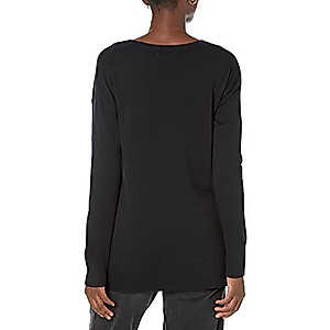 Amazon Essentials Women's Lightweight Long-Sleeve V-Neck Tunic Sweater (Available in Plus Size), Black, Large