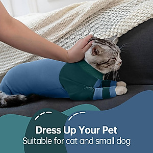 Sticky Hair Cat Clothes,Cat Recovery Suit Cat Pajamas for Cats Only, Sphynx Hairless Cats Sweater, Kitten Hair Sticky Onesie Cat Turtleneck, Anti-Licking or Skin Disease Recovery Suit for Cats