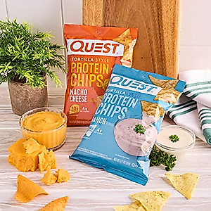 Quest Nutrition Tortilla Style Protein Chips Bundle, Ranch & Nacho Cheese, Baked, High Protein, Low Carb, Gluten Free, 1.1 oz, 24ct