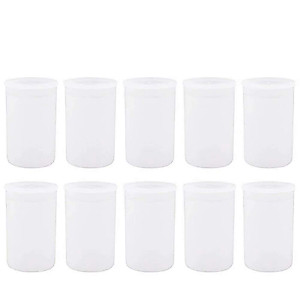 10Pack Film Canisters with Caps White Clear Plastic Empty Film Canister Case for Storing Small Accessories,Film,Keys,Coins,Art Beads Tiny Storage Containers