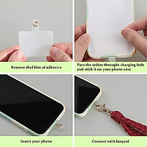 Nosiny 8 Pcs Phone Lanyard Patch Set Includes 4 Pcs Phone Wrist Strap and 4 Pcs Cell Phone Lanyard Patch, Macrame Boho Keychain Phone Strap Connector Cell Phone Lanyard for Women