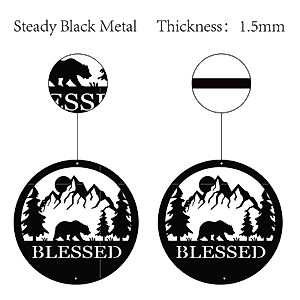 CREATCABIN Metal Wall Art Bear Decor Wall Hanging Plaques Ornaments Iron Blessed Wall Art Sculpture Sign for Indoor Outdoor Home Living Room Kitchen Garden Office Decoration Gift Black 11.8inch