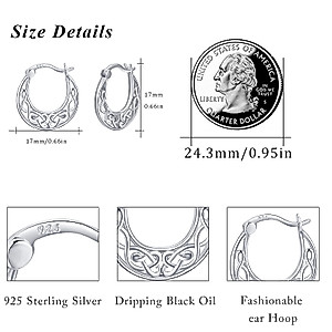 AOVEAO Celtic Knot Earrings 925 Sterling Silver Irish Celtic Hoop Huggie Earrings Irish Celtic Knot Small Round Earrings Jewelry for Women