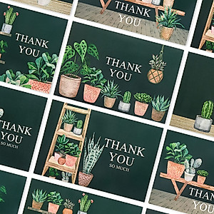 AnyDesign Home Plants Thank You Cards 36 Pack Succulent Cactus Note Cards with Matching Seal Stickers Envelopes Greenery Greeting Blank Cards for Birthday Baby Shower Wedding Bridal Party, 4 x 6