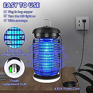 Bug Zapper Outdoor, Mosquito Zapper with LED Light, Fly Zapper Outdoor Indoor, Insect Zapper Electric Fly Traps, Plug in Mosquito Killer for Patio Yard