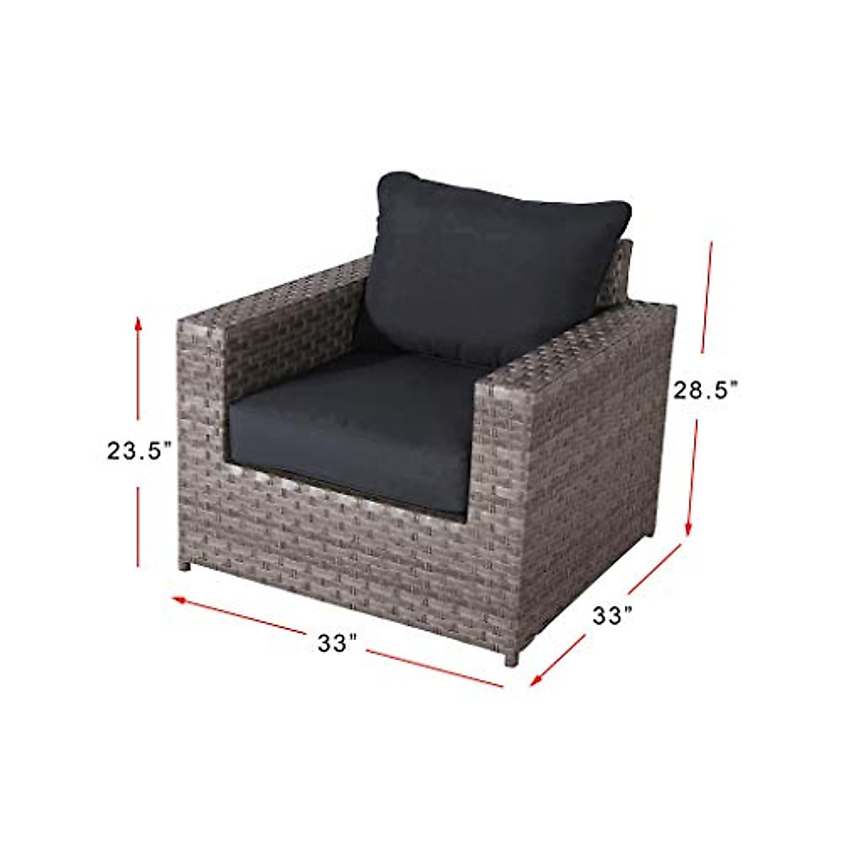 SunHaven Resin Wicker Outdoor Patio Furniture Set - 5 Piece Conversation Sectional Premium All Weather Gray Rattan Wicker, Aluminum Frame with Deluxe Fade Resistant Olefin Cushion (Kensington 5 Pcs)