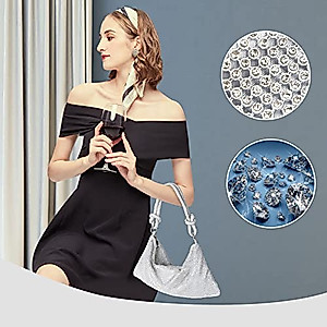 Valleycomfy Chic Rhinestone Purses for Women Sparkly Evening Handbag Bling Hobo Bag Shiny Silver Clutch Purse for Party Club Wedding