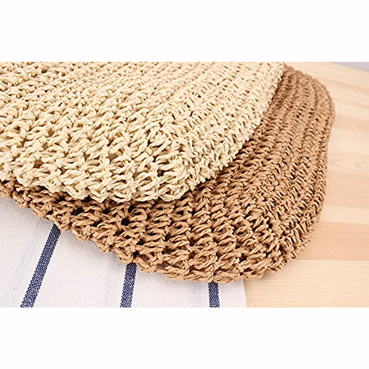 Naimo Women Straw Bag Woven Fishing Net Tote Handbag Rattan Shoulder Bag Weaving Straw Travel Beach Bag
