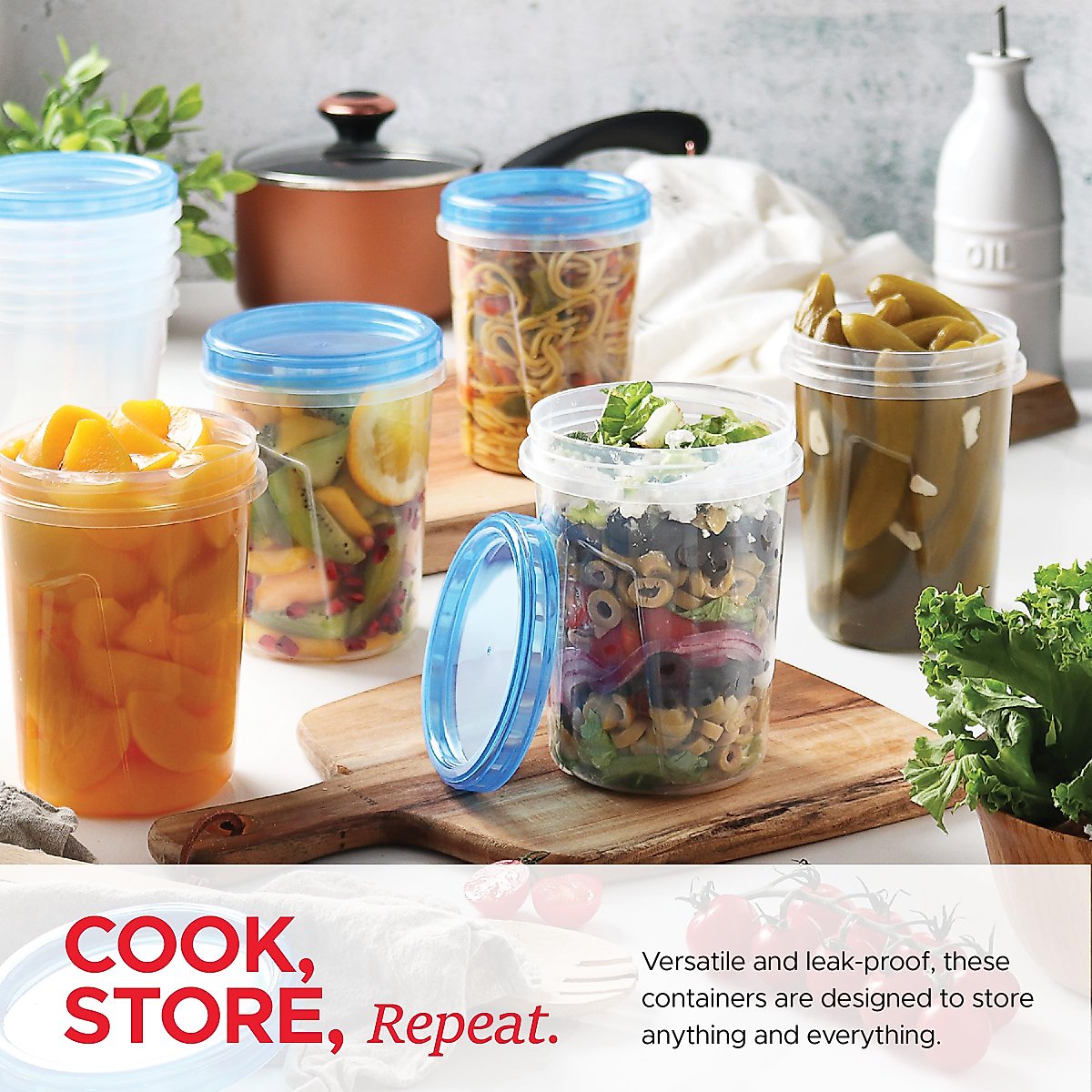 12 Pack Leakproof Freezer Containers for Food with Twist Top Lids - 32 Oz BPA Free Reusable Plastic Soup Containers with Screw On Lids - Ideal for Meal Prep, Leftovers & Pantry Organization