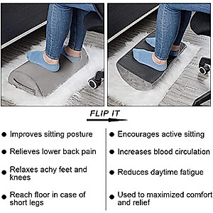 Footrest for Under Desk with Non-Slip Massaging Micro Beads Base Firm Foam Half-Cylinder Ergonomic Footstool for Home Office Desk Airplane Travel (Black B)