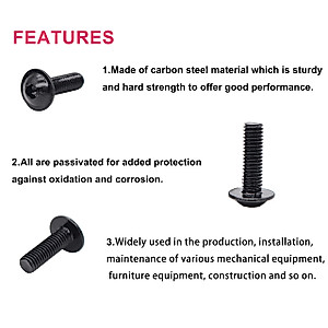 10pcs M8-1.25 x 35mm Flanged Button Head Socket Cap Screw Bolts, Allen Socket Drive, Black Oxide Finish, Carbon Steel 10.9 Grade,DIN7380