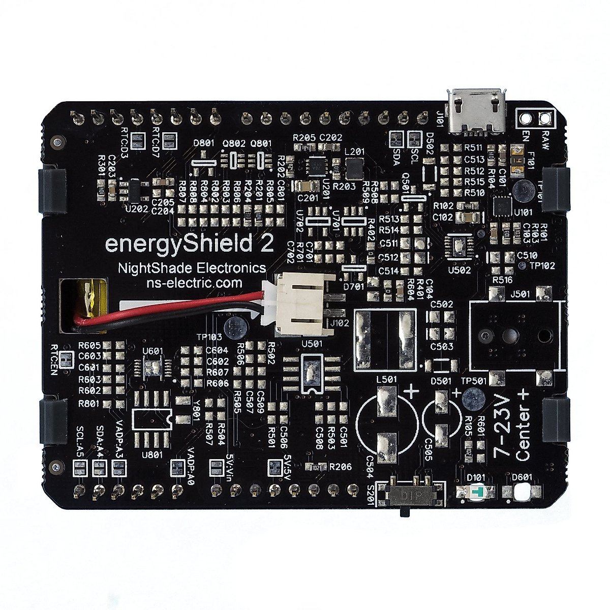 energyShield 2 Basic - Rechargeable Battery Shield - Compatible with Arduino Uno R3