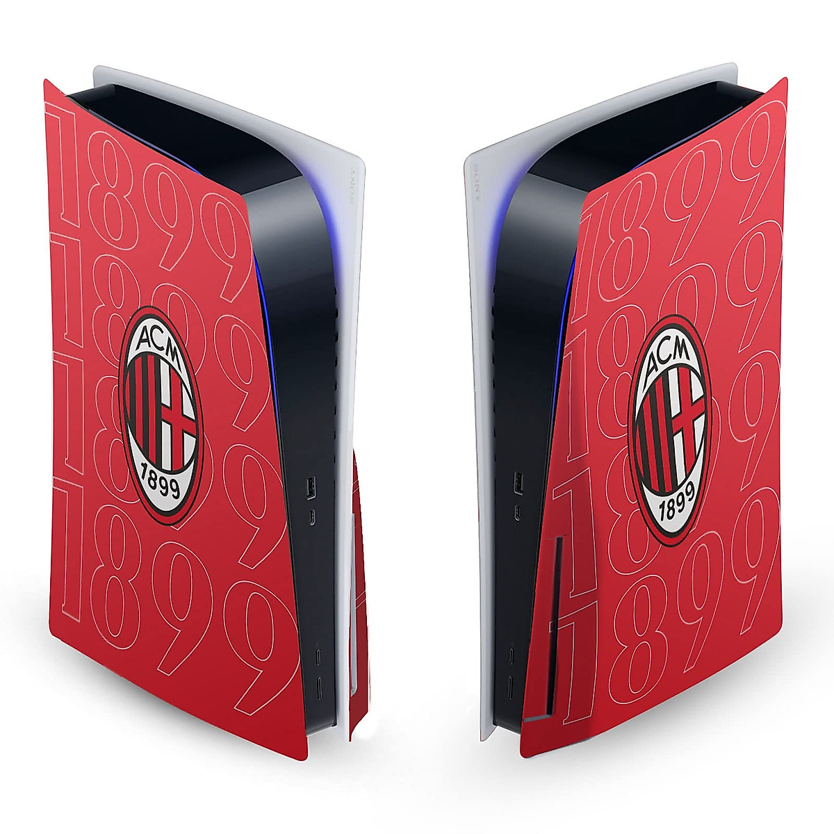 Head Case Designs Officially Licensed AC Milan 1899 Black Logo Art Vinyl Faceplate Sticker Gaming Skin Decal Cover Compatible With Sony PlayStation 5 PS5 Disc Edition Console