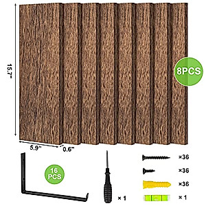 YGEOMER Floating Shelves, Set of 8, Rustic Wall Shelves, Wood Floating Shelf for Bedroom, Living Room, Book and Bathroom (Dark Carbonized Black)