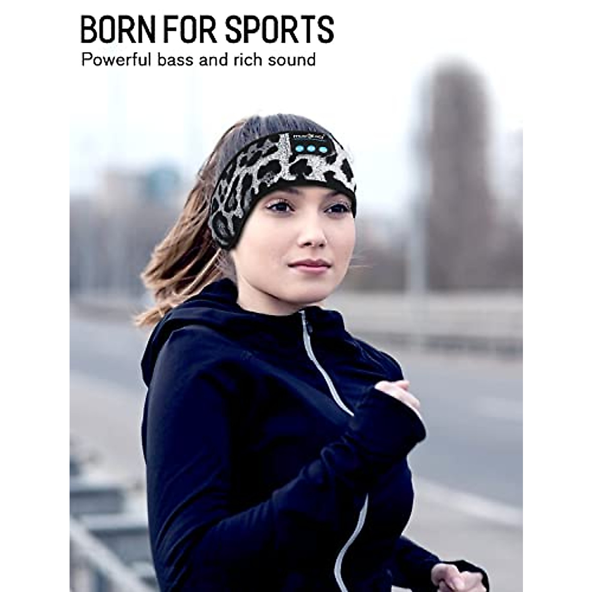 MUSICOZY Sleep Headphones Bluetooth Sports Headband, Wireless Music Sleeping Headphones Sleep Eye Mask Earbuds IPX6 Waterproof for Side Sleepers Workout Running Insomnia Travel Yoga Office, Pack of 2