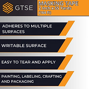GTSE Masking Tape, 2 inches x 55 Yards (164 ft), Multi-Surface Adhesive Painting Tape, 2 Rolls