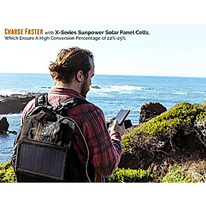 Ryno Tuff 21W Lightweight Portable Solar Charger for Camping - Foldable Solar Powered Cells with 2 USB Ports To Fast Charge Smartphones, Tablets & Battery Packs -Charge While Hiking, Camping & Fishing