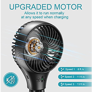 Auto Oscillating Stroller Fan, Battery Operated Fan, Portable Fan with Flexible Tripod, Ultra Quiet USB Desk Fan for Stroller/Car Seat/Treadmill/Camping/Hurricane/Outage, Black