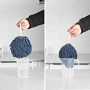 Nulubuu Soft Absorbent Chenille Ball Towel Sets, Quick Dry Hand, Towels for Bathroom/Kitchen Pack of 3 (Mint Green+Light Blue+Blue)