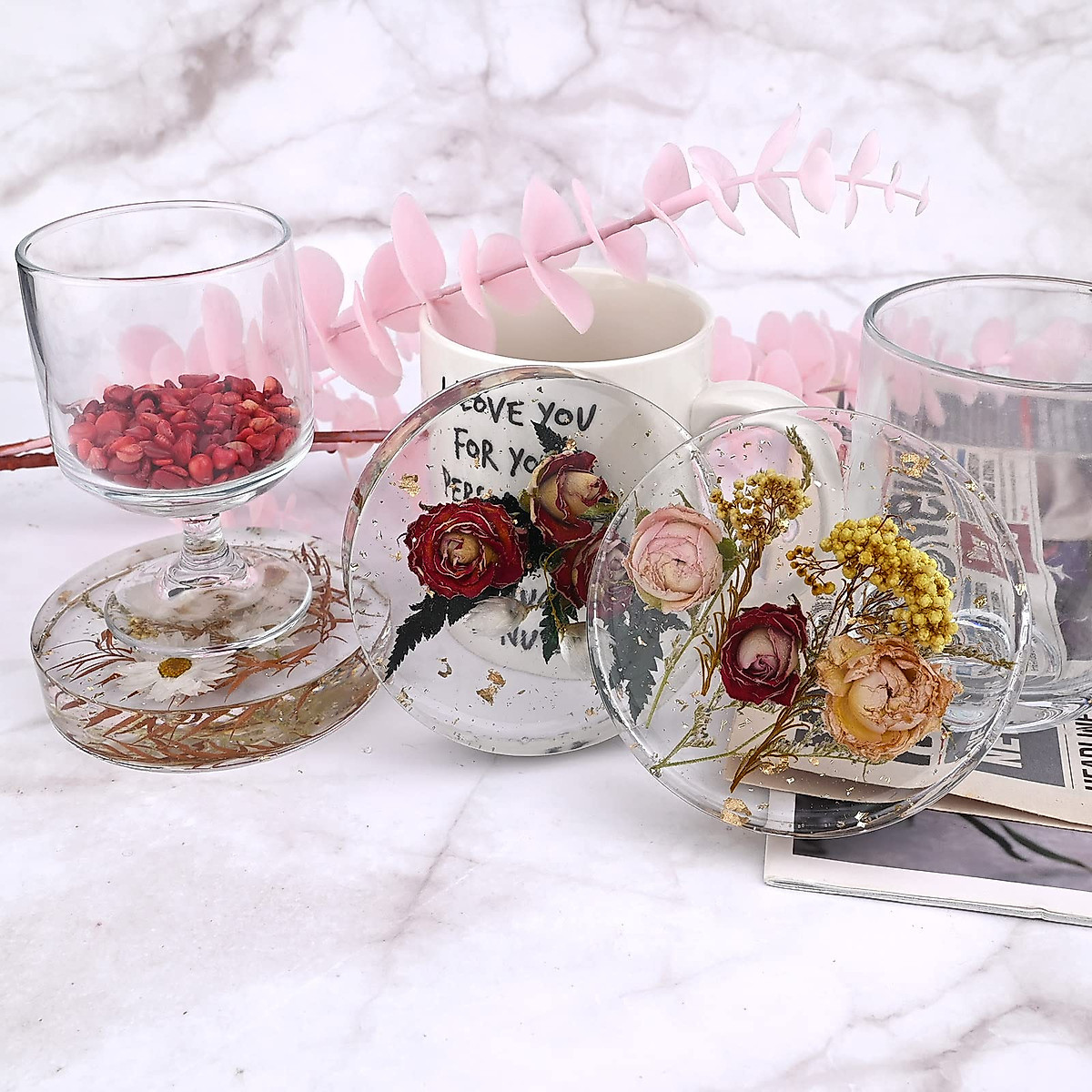 Resin Coaster Molds 6-Cavity Thick Round Coaster Silicone Molds for Resin Casting, Large Coaster Molds for Epoxy Resin DIY Custom Coasters Resin Art Gifts Home Decoration