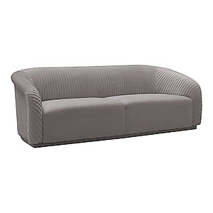 TOV Furniture Yara 31.3" H Transitional Velvet Upholstered Sofa in Pleated Gray