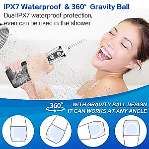 Cordless Water Dental Flosser for Teeth with 5 Modes, 2 in 1 Portable Oral Irrigator & Toothbrush with 6 Tips, 300ML, IPX7 Waterproof, USB Rechargeable Water Pick Teeth Cleaner for Braces & Bridges